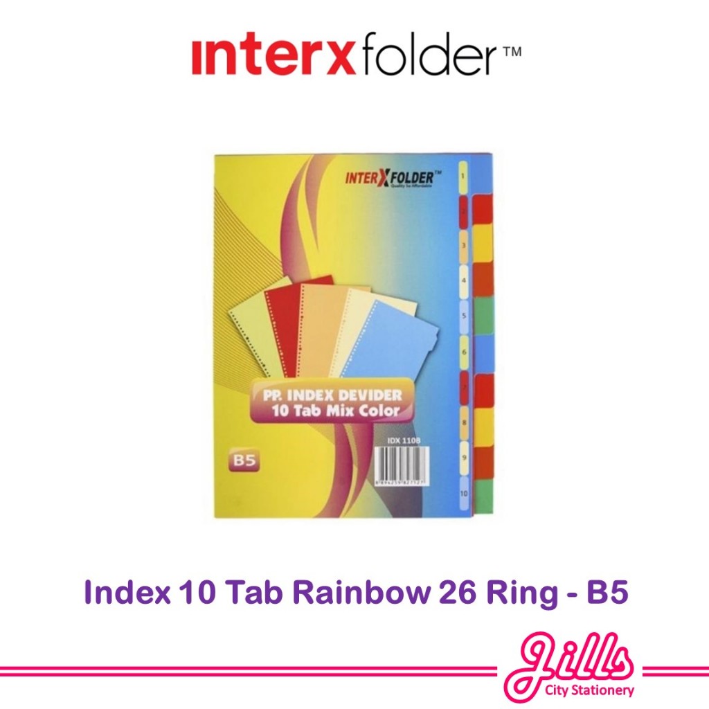 Jual Interxfolder Pembatas Kertas Binder / Index Divider B5 10 Tab ...