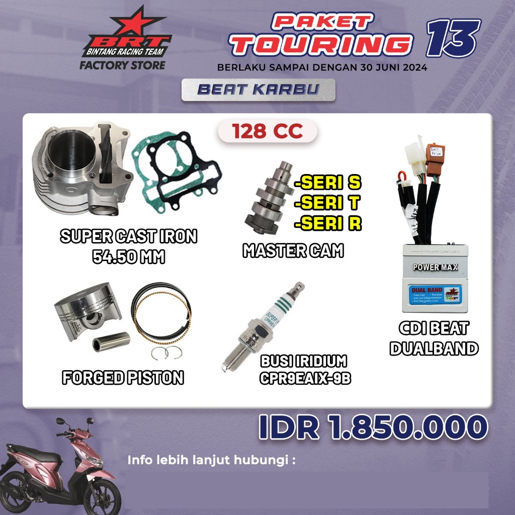Jual PAKET TOURING 13 BEAT KARBU BRT - BLOCK CAST IRON PISTON 54.50 MM ...