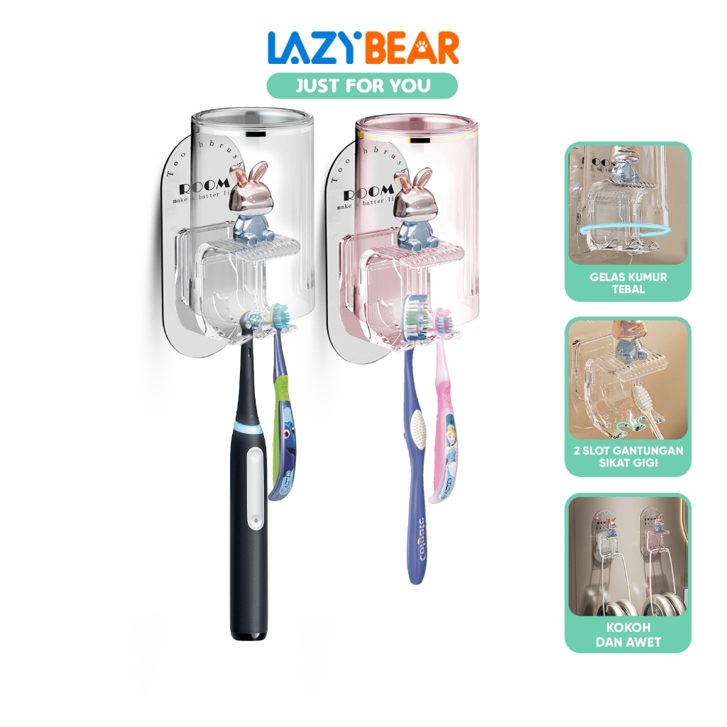 Jual LAZY BEAR Rak Sikat Gigi Gantung D27 Tooth Brush Holder / Wadah ...