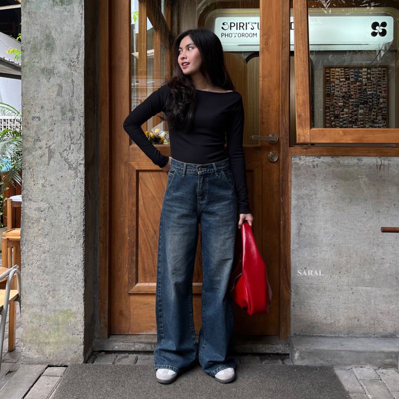 Jual COSMO JEANS BY SARAL | Highwaist Jeans Wide Leg Jeans Baggy Jeans ...