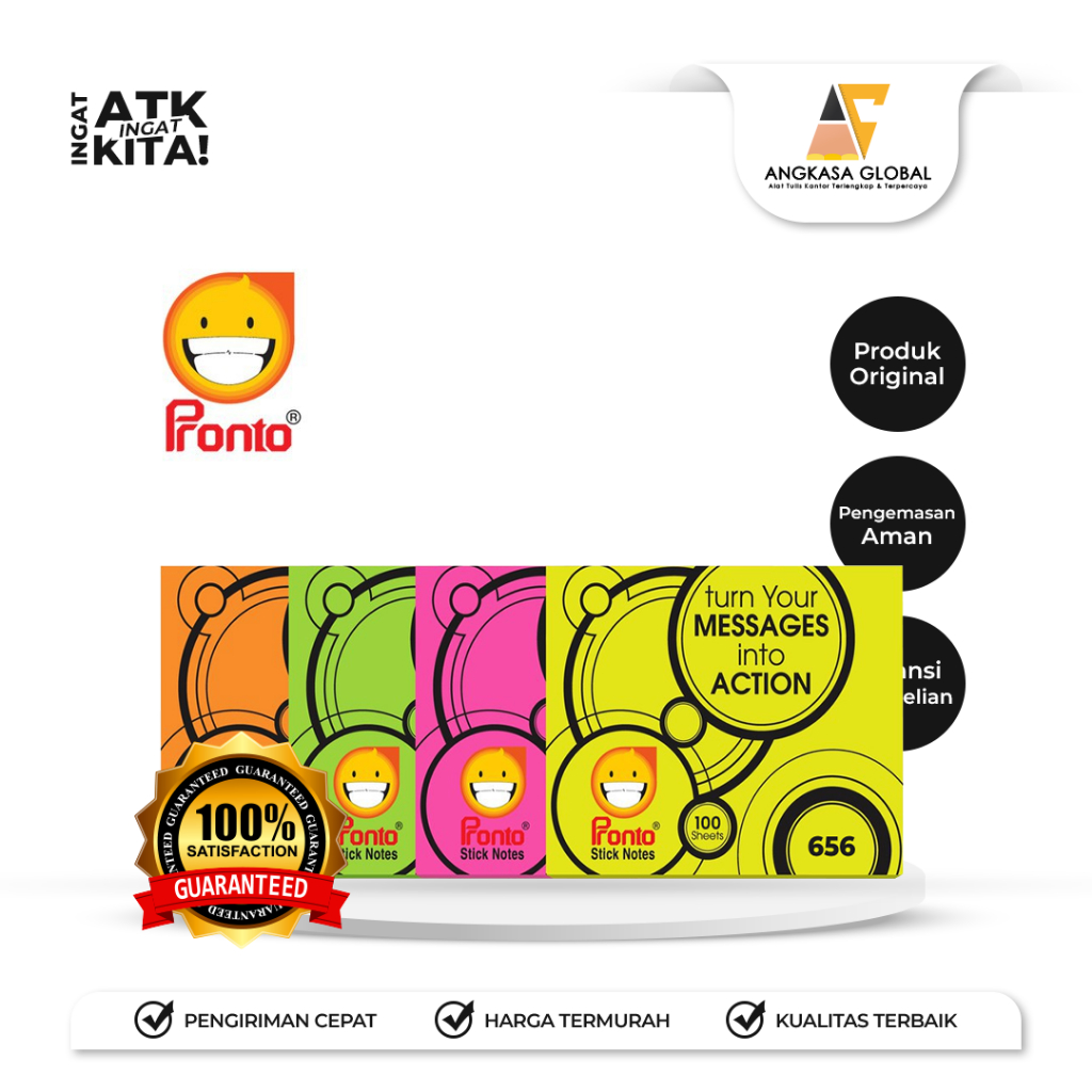 Jual PRONTO STICKY NOTE NO.656 (1PAD) | Shopee Indonesia
