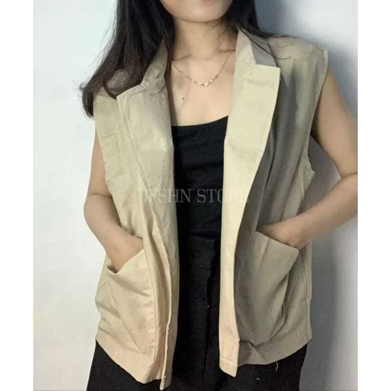 Jual YOUBI Blazer - Outer Linen - Outer Rompi Wanita | Shopee Indonesia