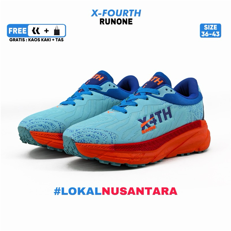 Jual X-Fourth Runone Tosca Blue Orange - Sepatu Olahraga Running Lari ...