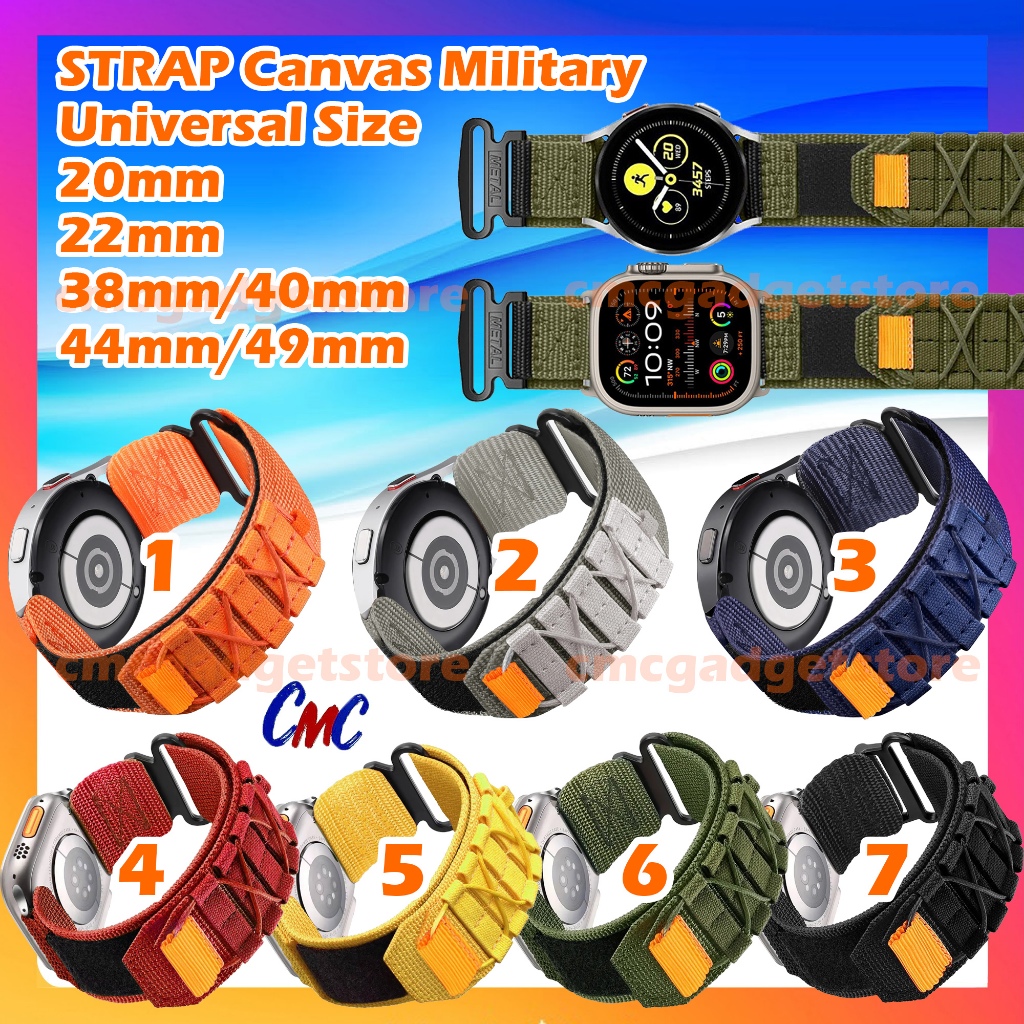 Jual Strap CANVAS MILITARY Smartwatch Universal Outdoor Rugged Nylon ...