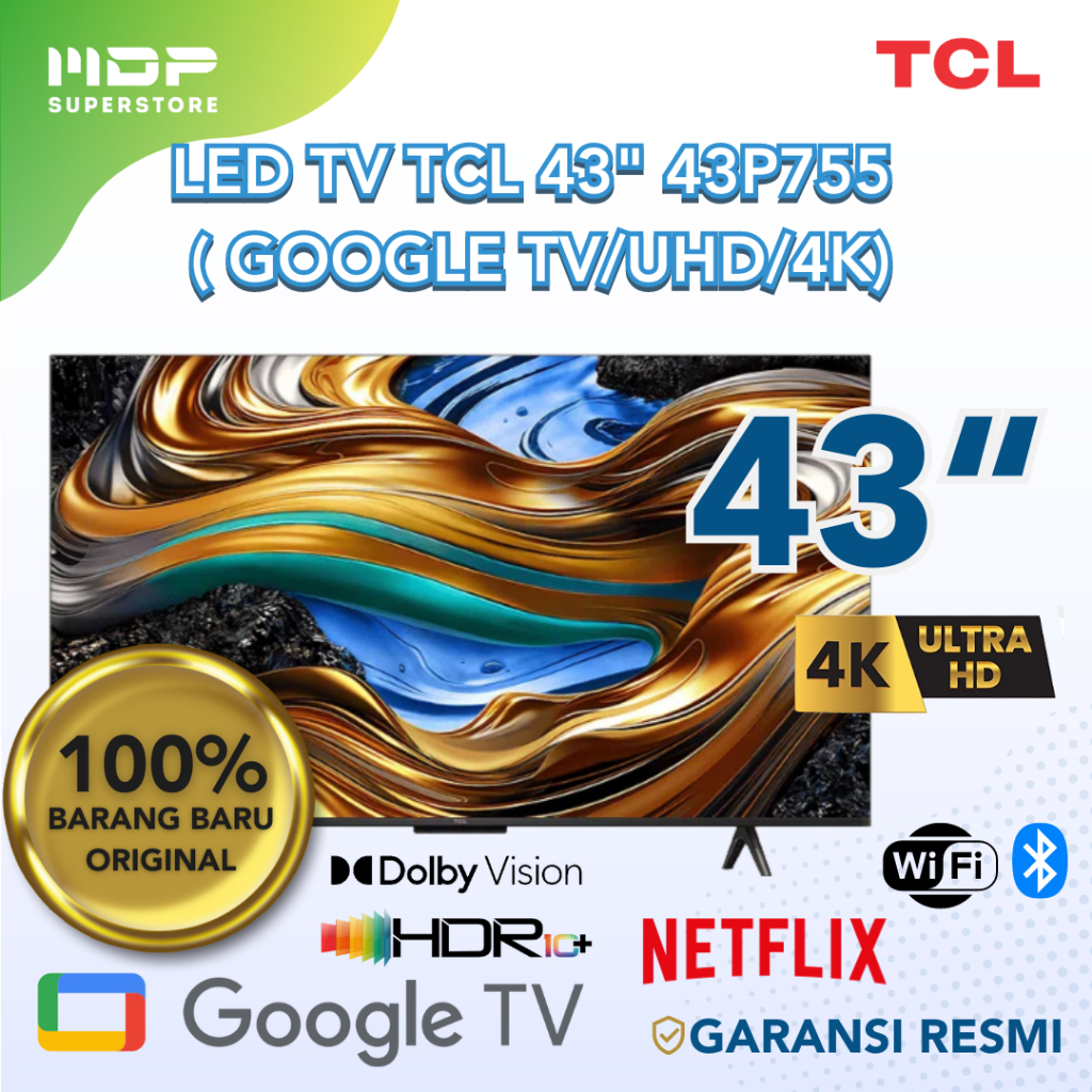 Jual LED TV TCL 43" 43P755 ( GOOGLE TV/UHD/4K) - TV 43 INCH GOOGLE TV ...