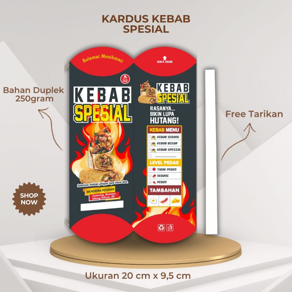 Jual Kardus Kebab Spesial | Bungkus Kebab | Kemasan Premium | Desain ...