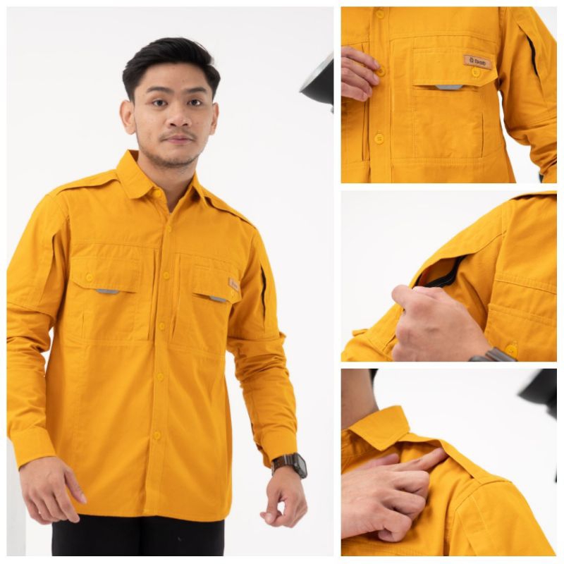 Jual Kemeja Lapangan Polos Pria Tangan Panjang/Kemeja Outdoor/Kemeja ...