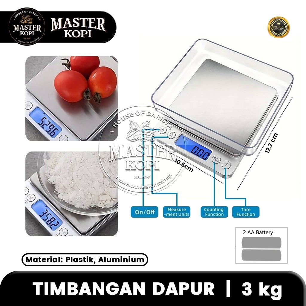Jual Timbangan Dapur 3KG Mini Digital Scale Akurasi 0.1g Timbangan ...