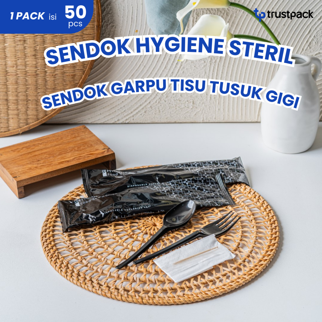 Jual ISI 50 PCS SENDOK PLASTIK SET GARPU TISU TUSUK GIGI LENGKAP ...
