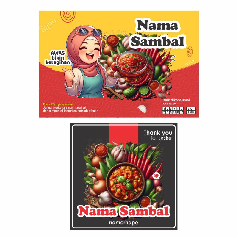 Jual Stiker makanan sambal - Stiker makanan pedas | Shopee Indonesia