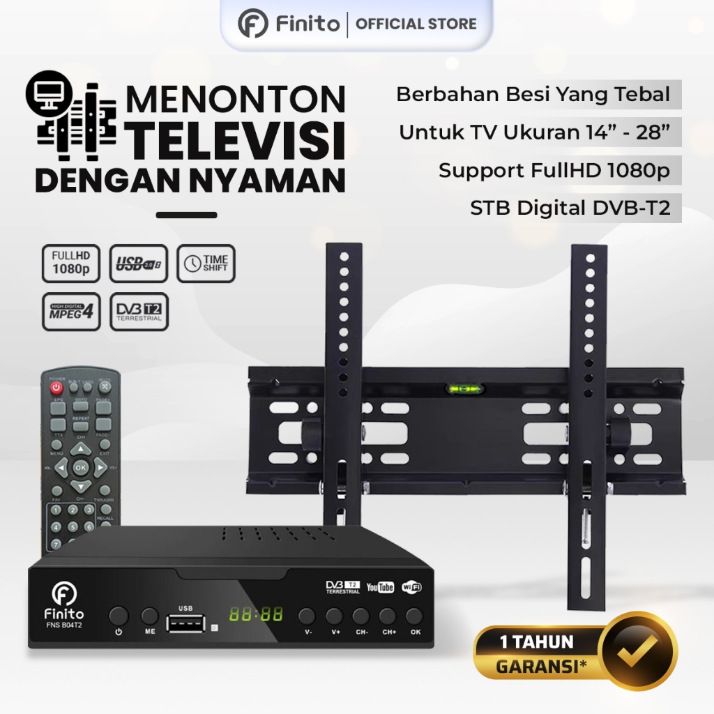 Jual FINITO Promo Paket Bundling Set Top Box Finito + Bracket TV LED Terlaris HT001 14"-28" 40kg ...