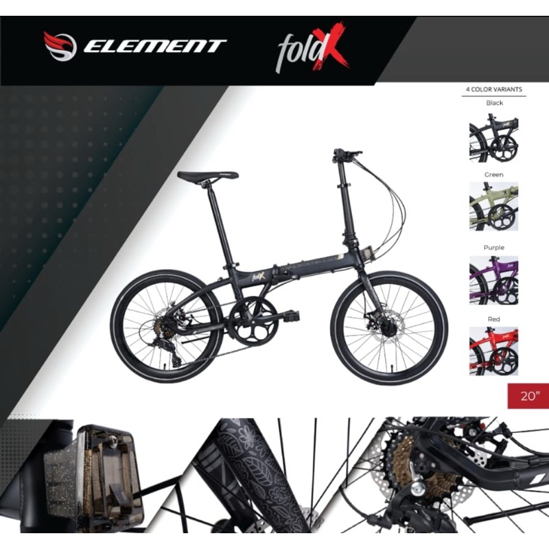 Jual Sepeda Lipat Folding Bike 20 Element Fold X9 8 Speed Discbrake ...