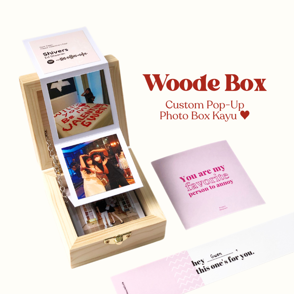 Jual [Woode Box] Pop Up Photo Box Kayu, Wooden Memory Photo Box, Custom ...