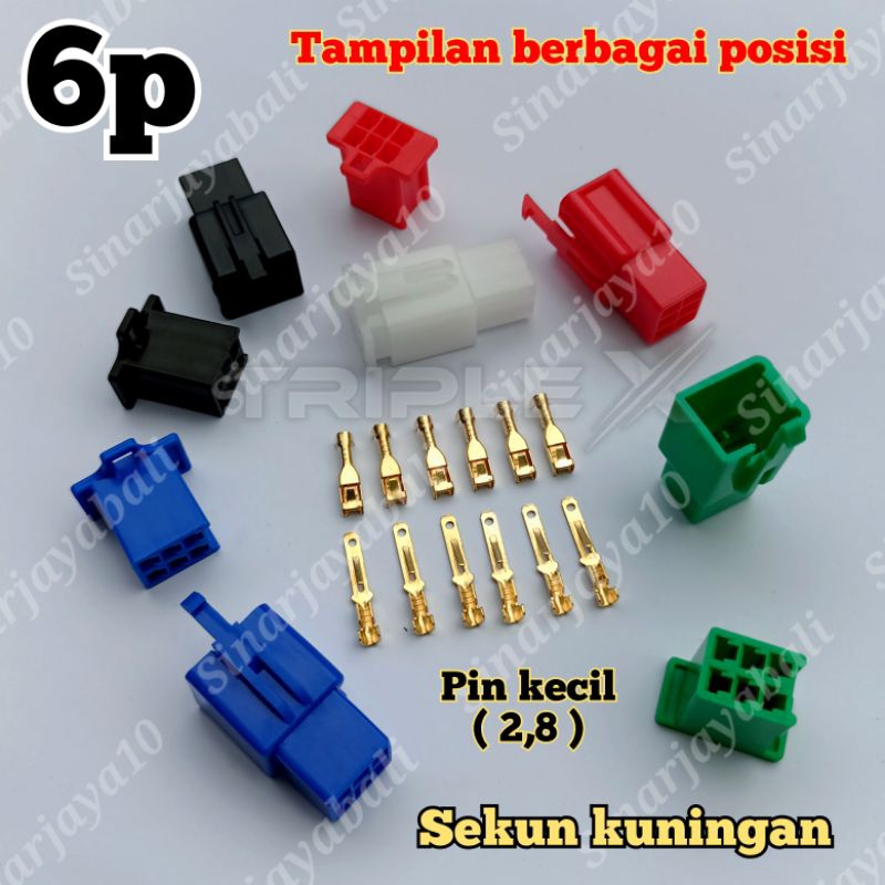 Jual soket kabel motor 6 pin 6p socket 6 p konektor kuningan asli ...