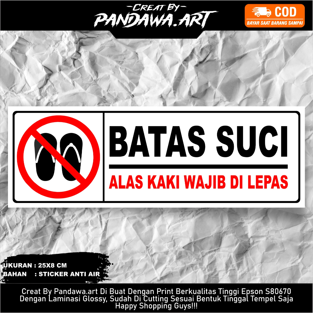 Jual STIKER BATAS SUCI / STICKER BATAS SUCI / STIKER LEPAS SANDAL ...