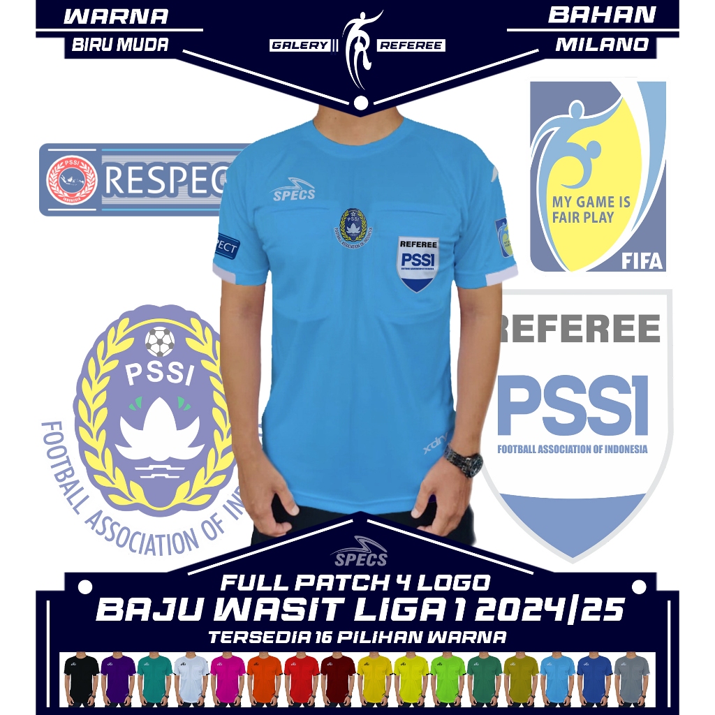 Jual Baju Wasit FULL PATCH 4 LOGO - SPECS Liga 1 2024/25 ( 16 WARNA ...