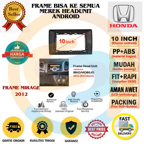 Jual Frame Head Unit Android 10 inch Honda Brio 2012 | Shopee Indonesia