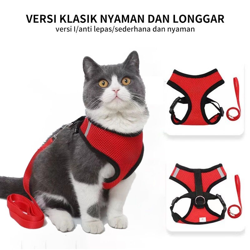 Jual Rompi Baju Kucing Cat Leash Harness dada kucing tali hewan ...