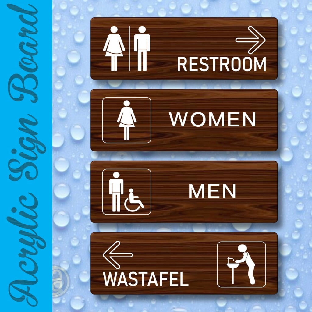 Jual TOILET SIGN Acrylic 10x30cm - Restroom Signboard Premium Motif ...