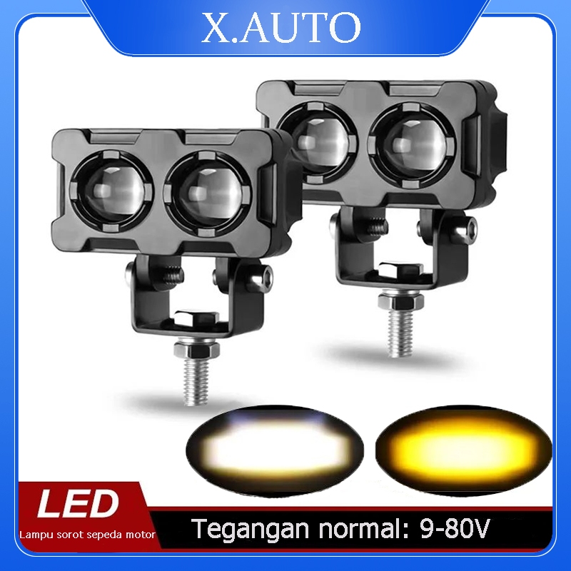 Jual X.AUTO Lampu Mini Sepeda Motor Lensa Cembung Persegi Dimodifikasi ...