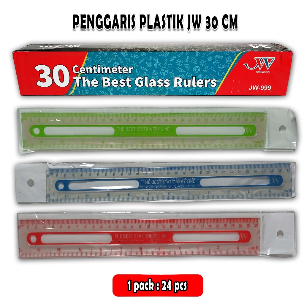 Jual penggaris plastik jw 30 cm / 1 pack / 24 pcs | Shopee Indonesia