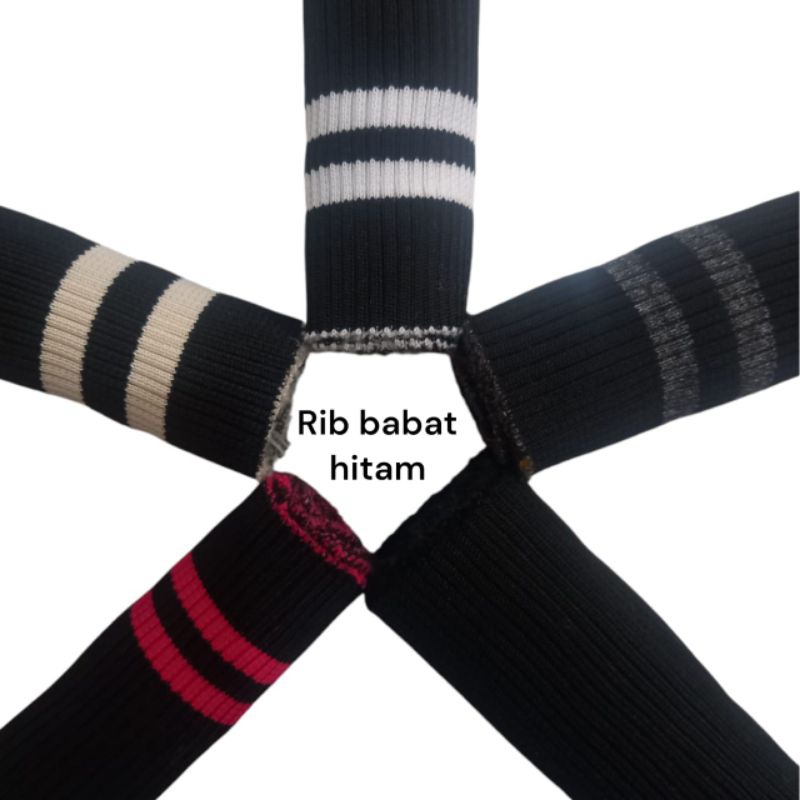 Jual Kain Rib/Bur Babat 2x1 Polyster Warna Hitam Polos Salur Premium ...