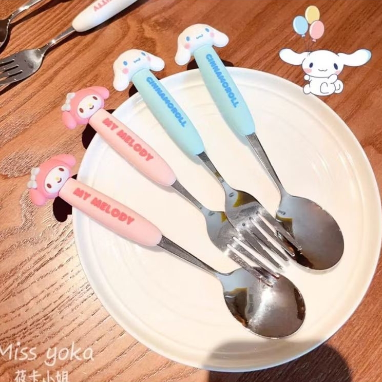 Jual Set Makan Sendok Garpu import Lucu Set Sendok Garpu Sanrio Hello ...
