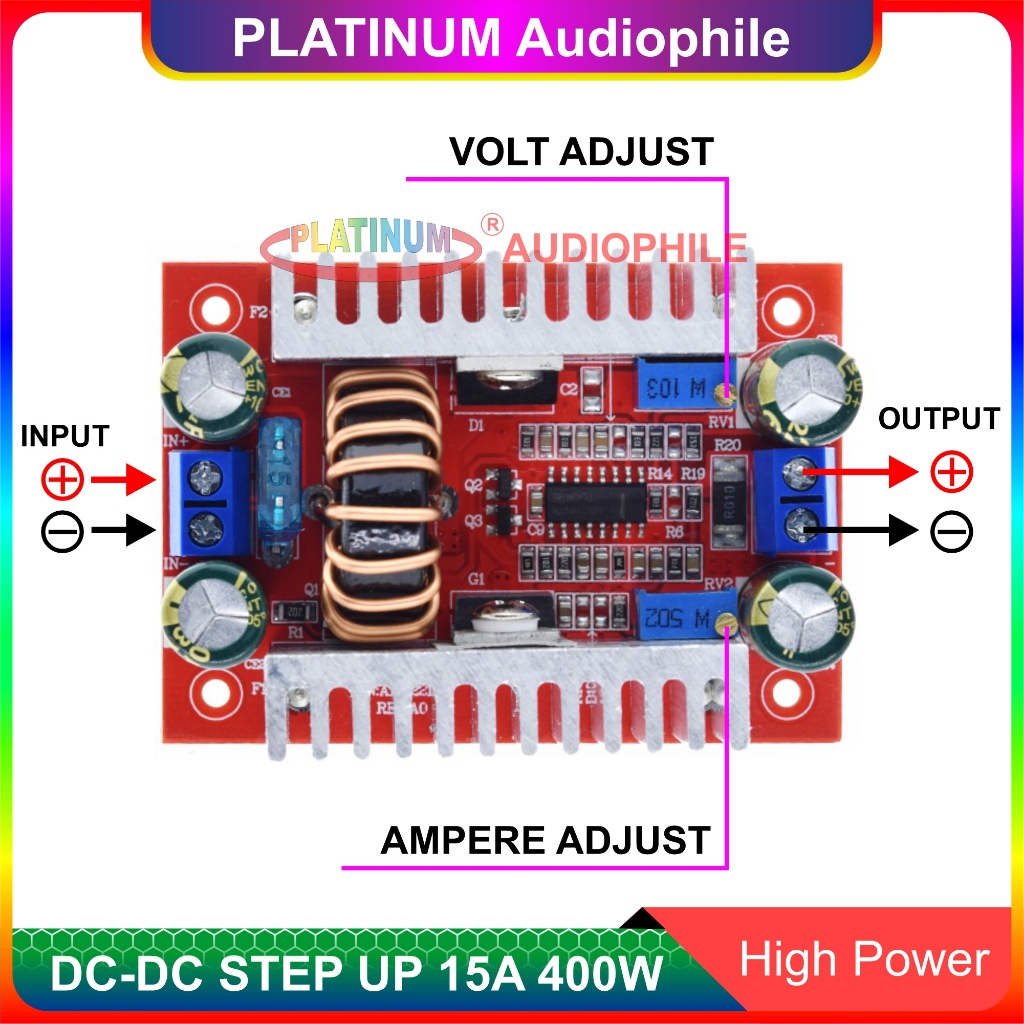 Jual Step Up 15A 400W High Power DC-DC Buck Converter modul + Constant Current High Power SU ...