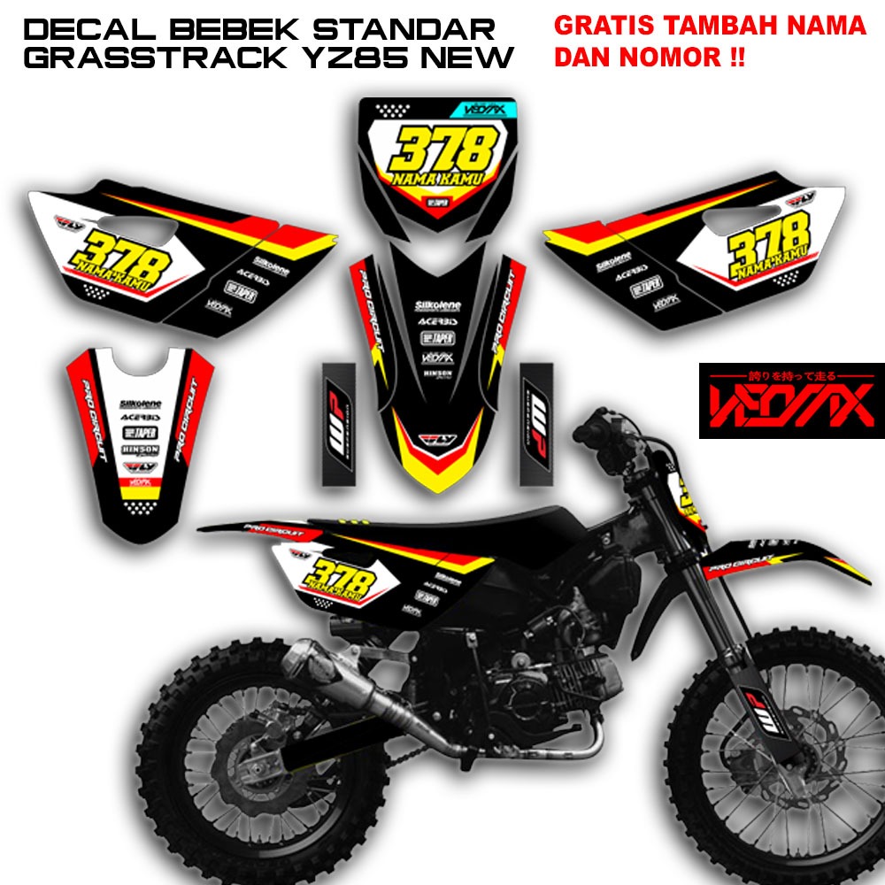 Jual DECAL STIKER BEBEK STANDAR GRASSTRACK YZ85 NEW CUSTOM NAMA DAN ...