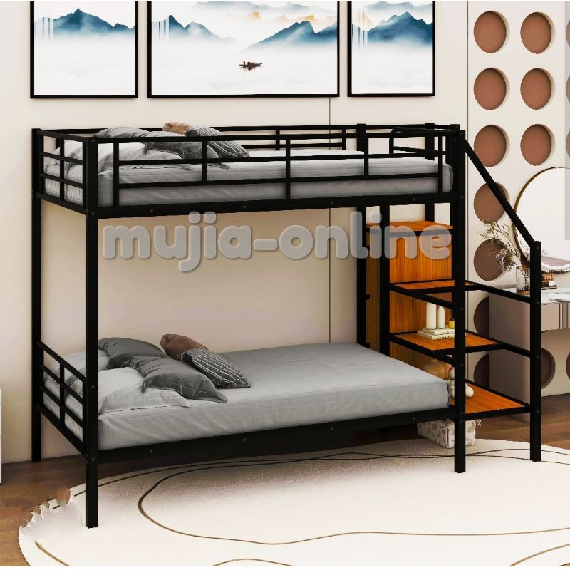Jual Loft Bed besi susun mezzanine ranjang tingkat atas bawah kuat ...