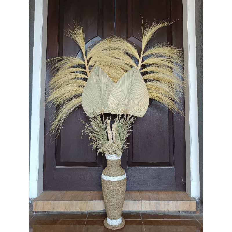 Jual set paket bunga kering decorasi dengan vas 50 cm sudut ruang tamu ...