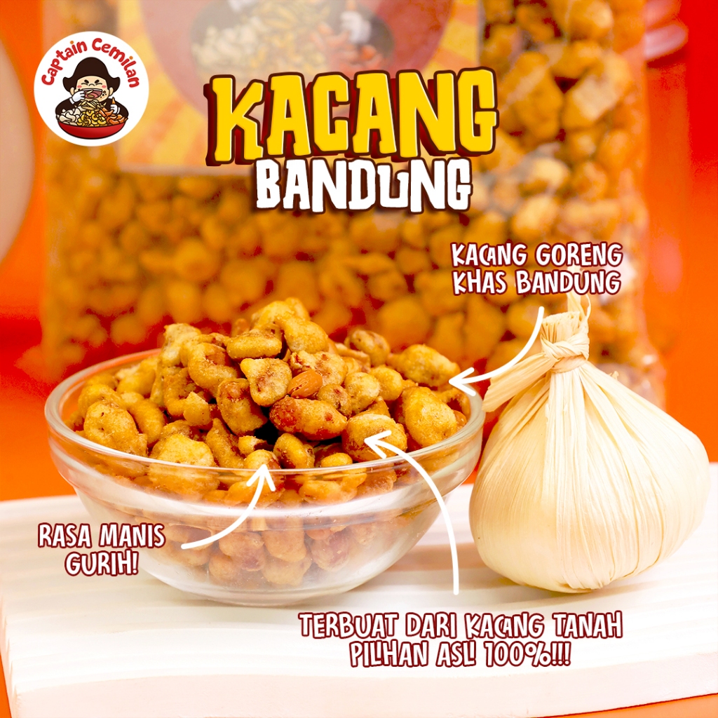 Jual 500Gram Kacang Goreng Bandung gurih renyah Captain Cemilan snack ...