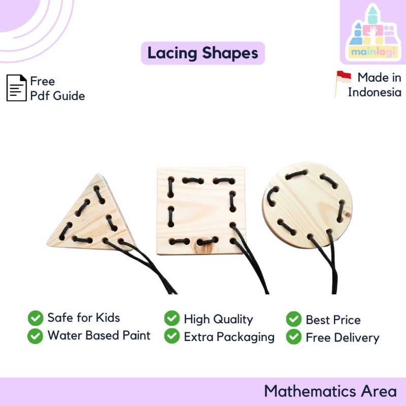 Jual MAINLOGI - Mainan Edukasi Meronce Bentuk Geometri Lacing Shapes ...