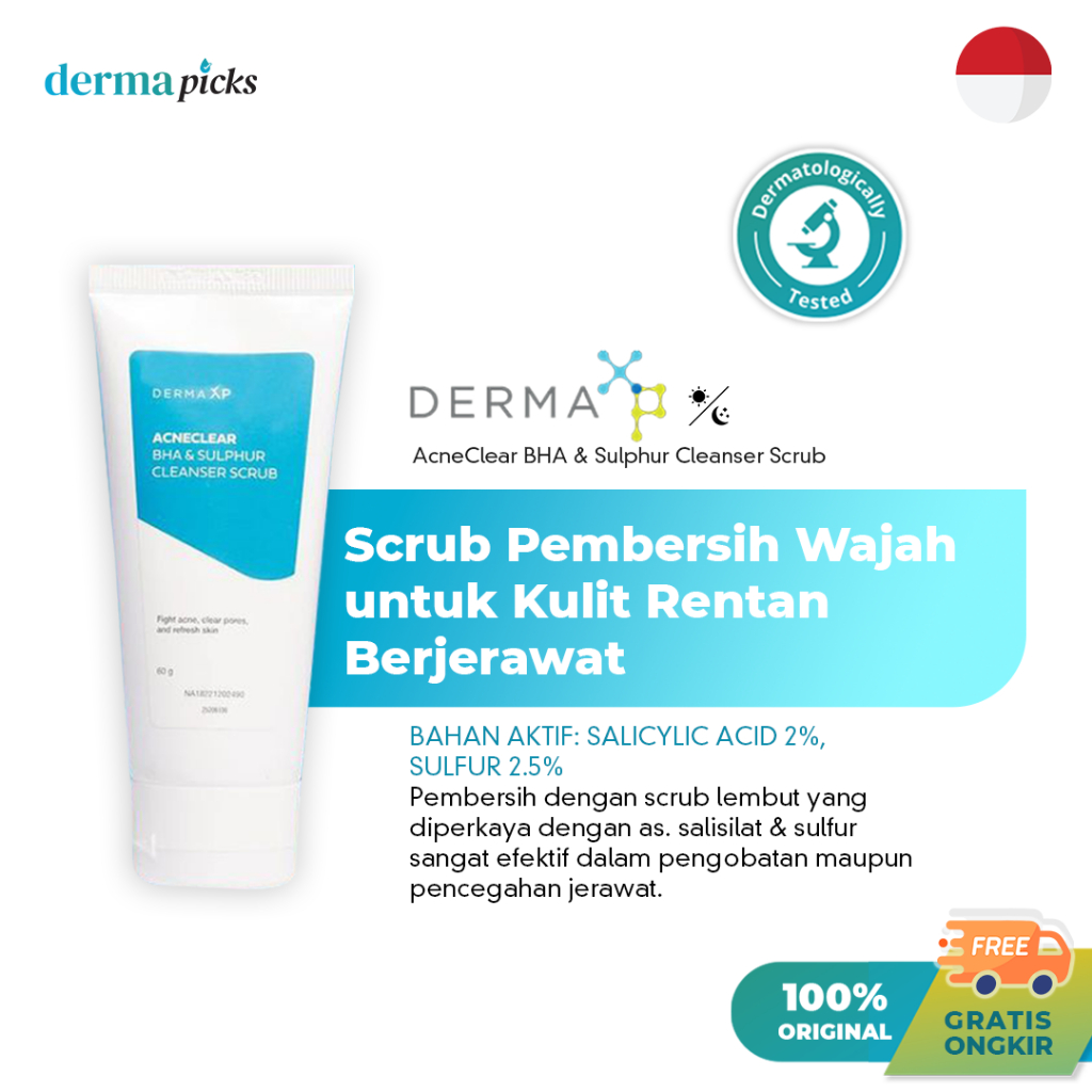 Jual Derma XP AcneClear BHA & Sulphur Cleanser Scrub - Pembersih wajah ...