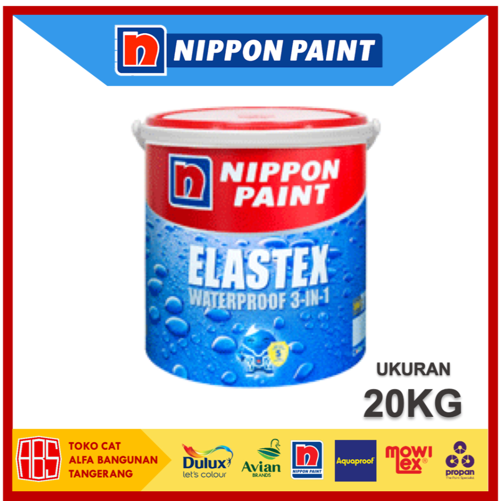 Jual Cat Nippon Paint Elastex - 20KG - Cat Tembok Waterproof 3-IN-1 ...
