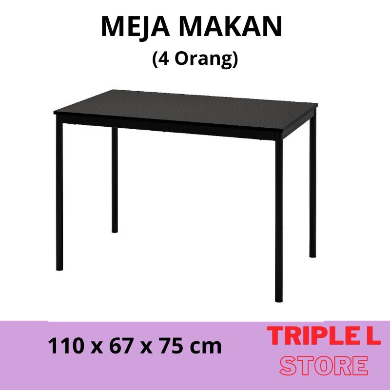 Jual Meja Makan Meja Cafe Meja Kerja Hitam Minimalis 110 x 67 x 75 cm ...