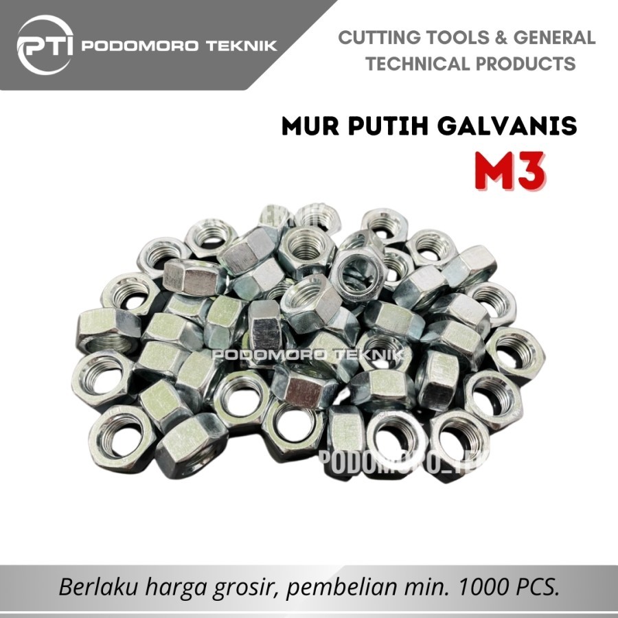 Jual Mur Putih Galvanis M3 Mur Baut M3 | Shopee Indonesia