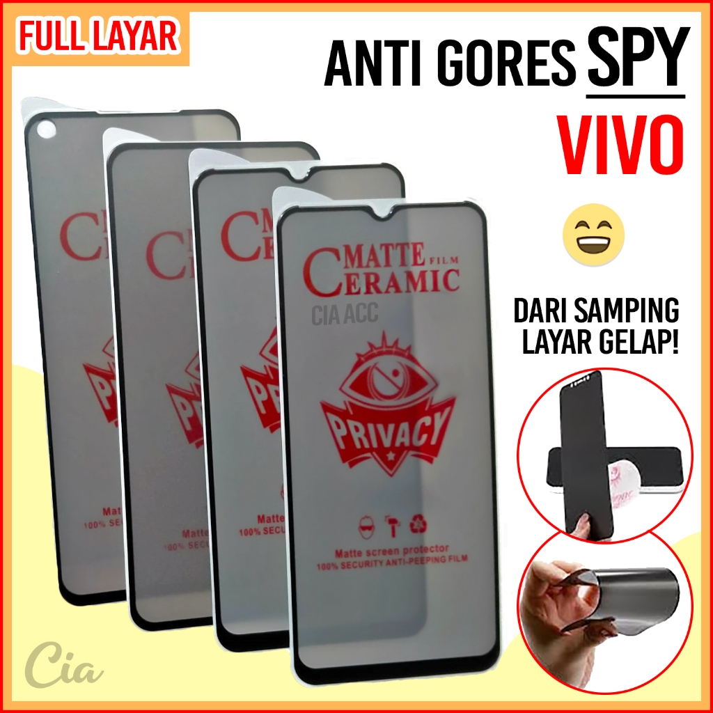 Jual Anti Gores SPY Vivo Y19s Y18 2024 Y28 NFC V40 Lite iQOO Z9X Z9 Y04 Y29 Y29s 5G Hitam Gelap ...