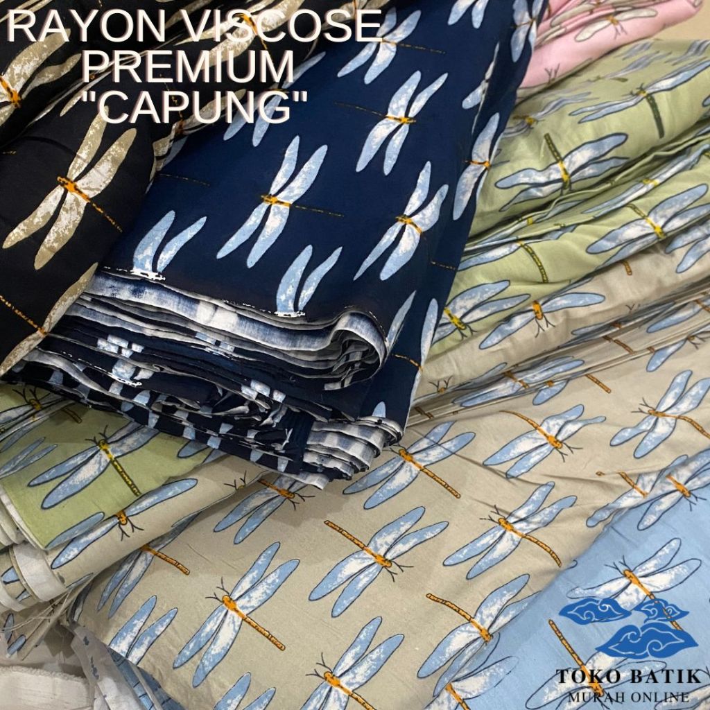 Jual Kain Katun Rayon Silky Premium Viscose Print Motif CAPUNG Kain ...
