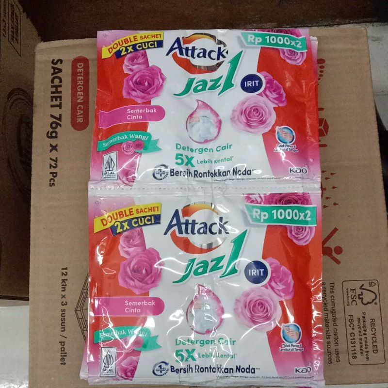Jual Attack Jaz 1 Liquid Detergen Cair 5x lebih kental sachet isi 12pc ...