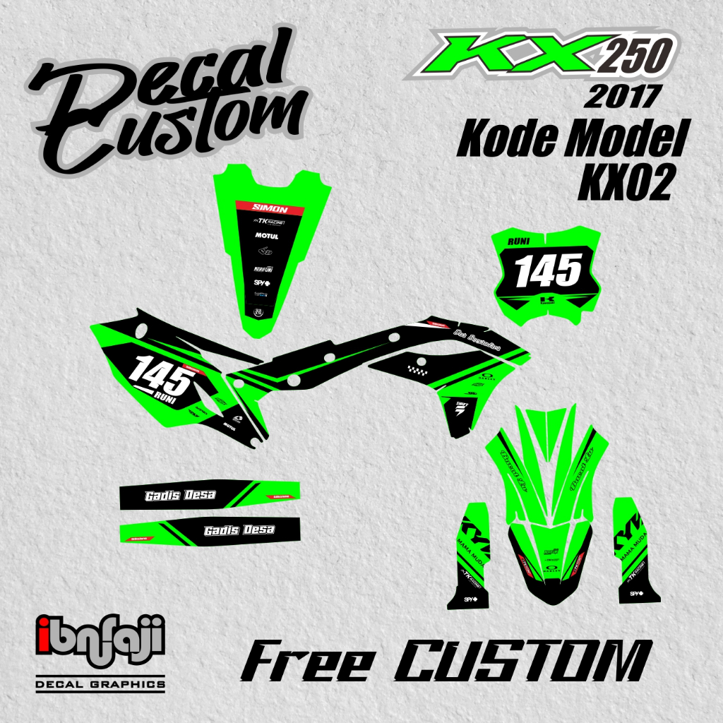 Jual decal kx 250 full body desain bisa custom kode model kx02 | Shopee ...