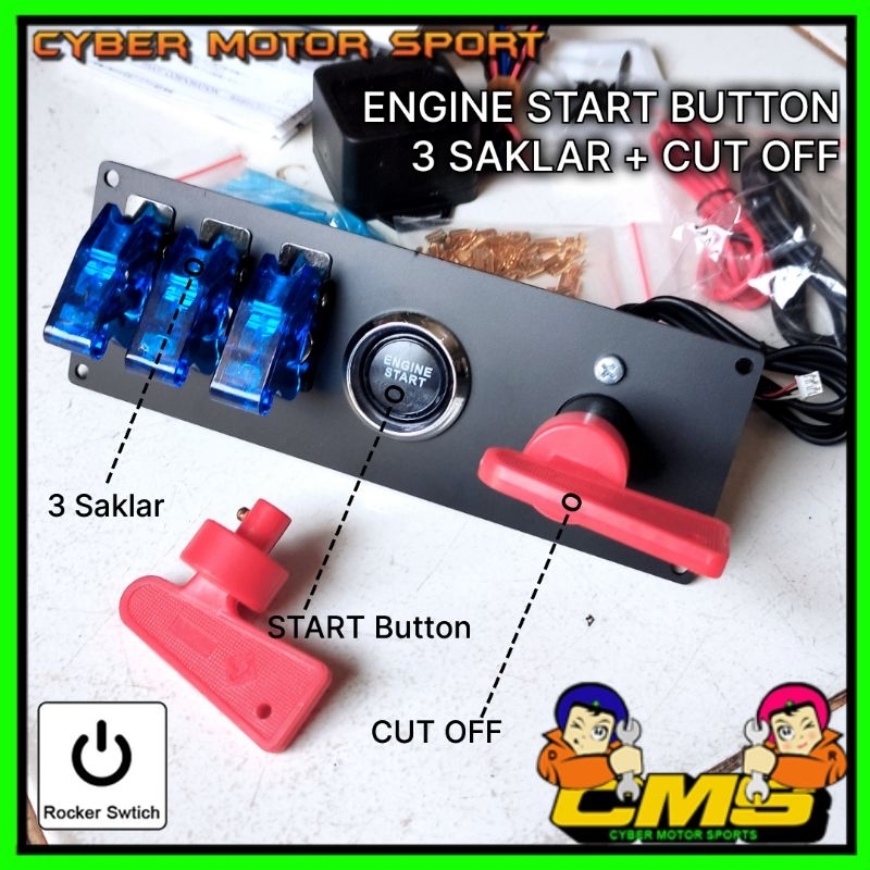 Jual Engine Start universal ignition switch Cut off start button black ...