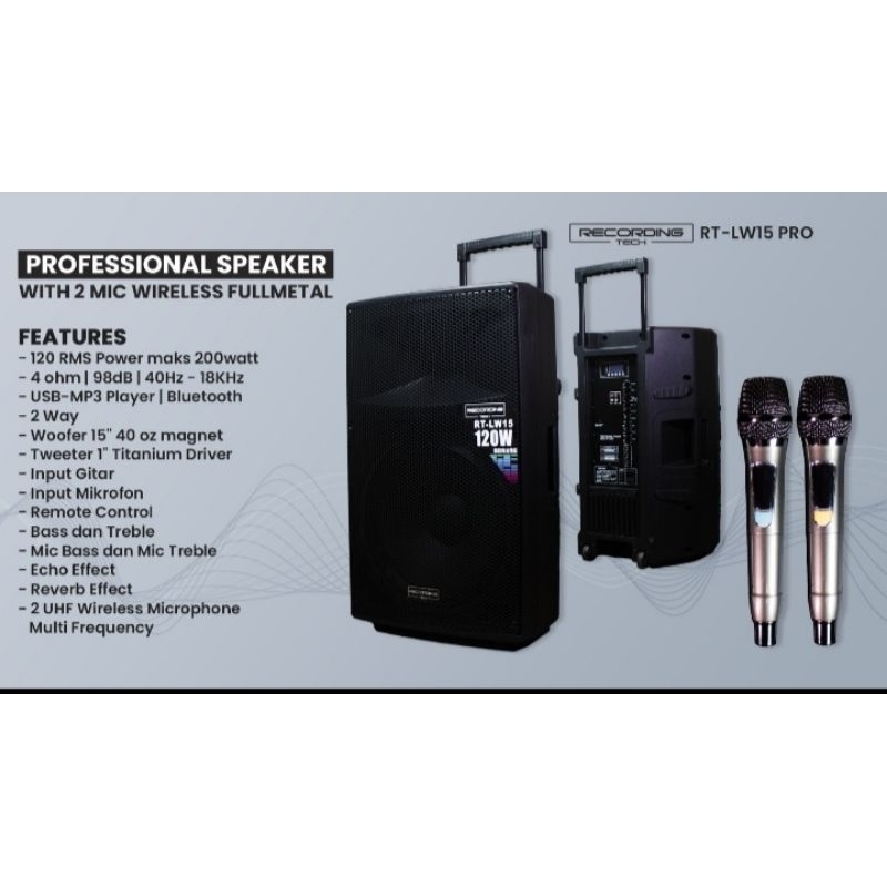 Jual SPEAKER PORTEBEL 15INCH RECODING TECH RT LW15PRO (FREE BUSA MIC ...