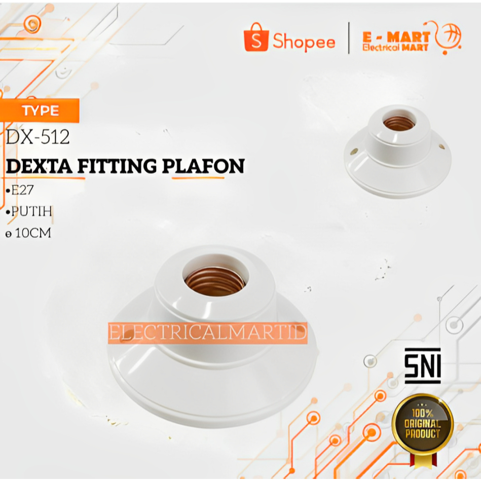 Jual DEXTA Fitting Plafon BULAT DX-512 Fiting Tempel E27 MODEL 1212 | Shopee Indonesia