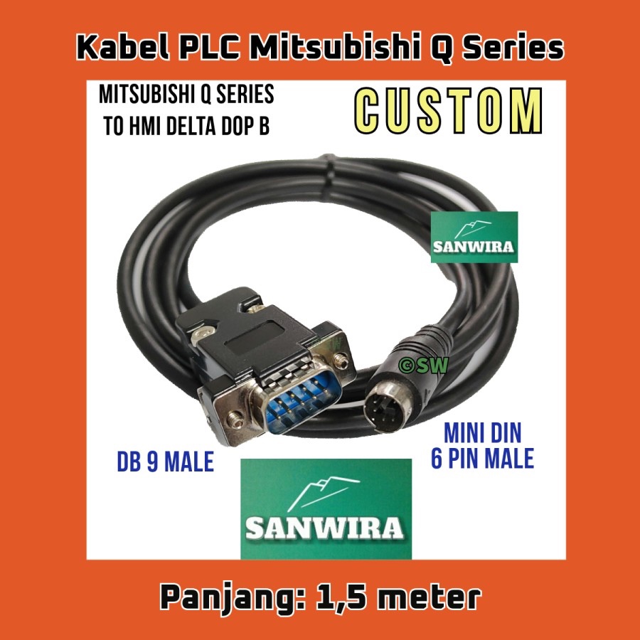 Jual Kabel PLC Mitsubishi Q Series / Kabel Data PLC DB 9 Male to Mini ...