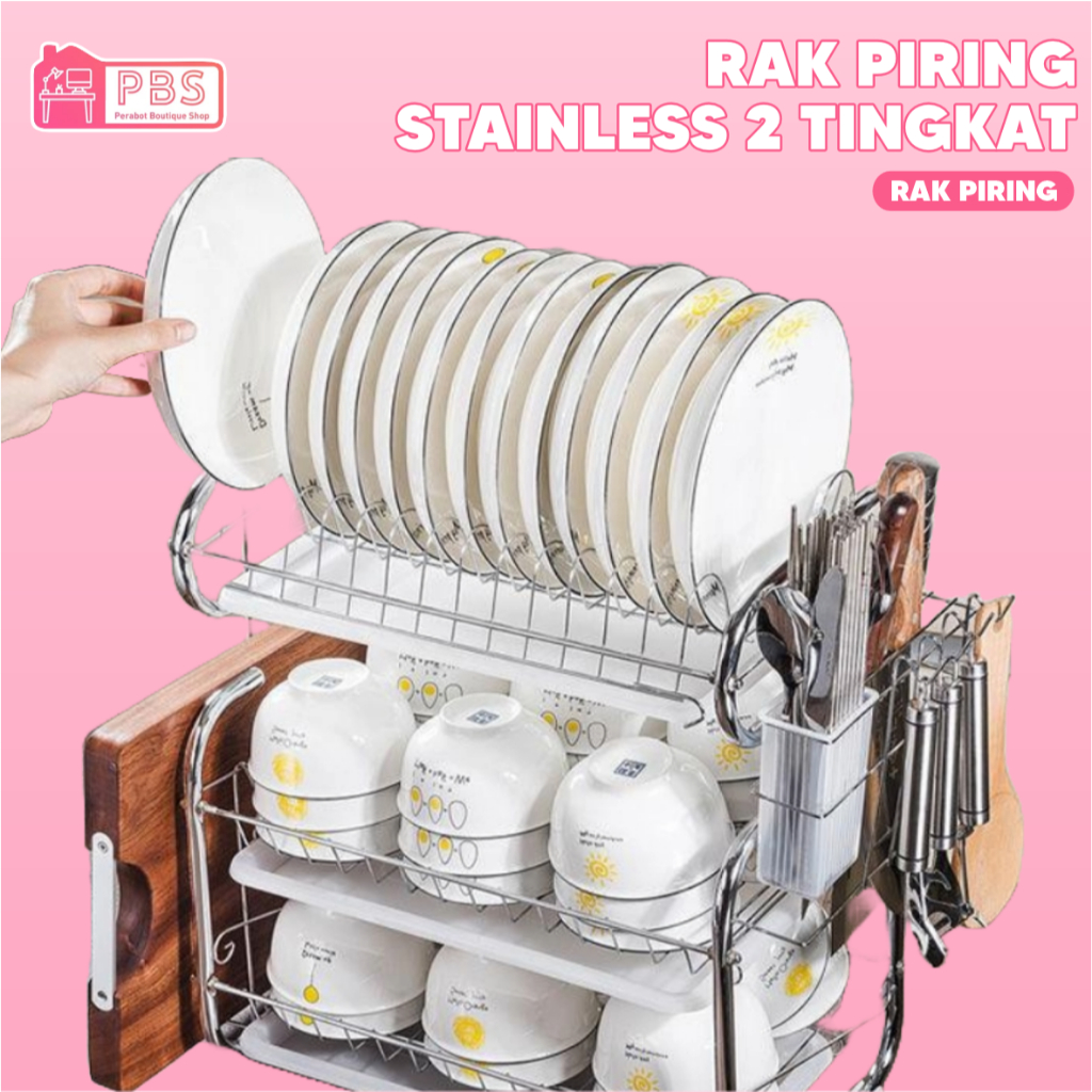Jual PERABOT Rak Piring Stainless 2 Susun Rak Peralatan Dapur 2 Tingkat ...