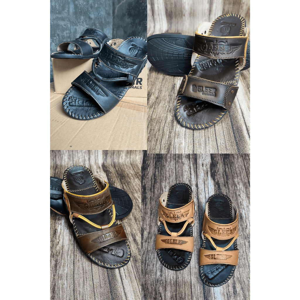 Jual Sandal pria kulit sapi asli Gleer original | Shopee Indonesia