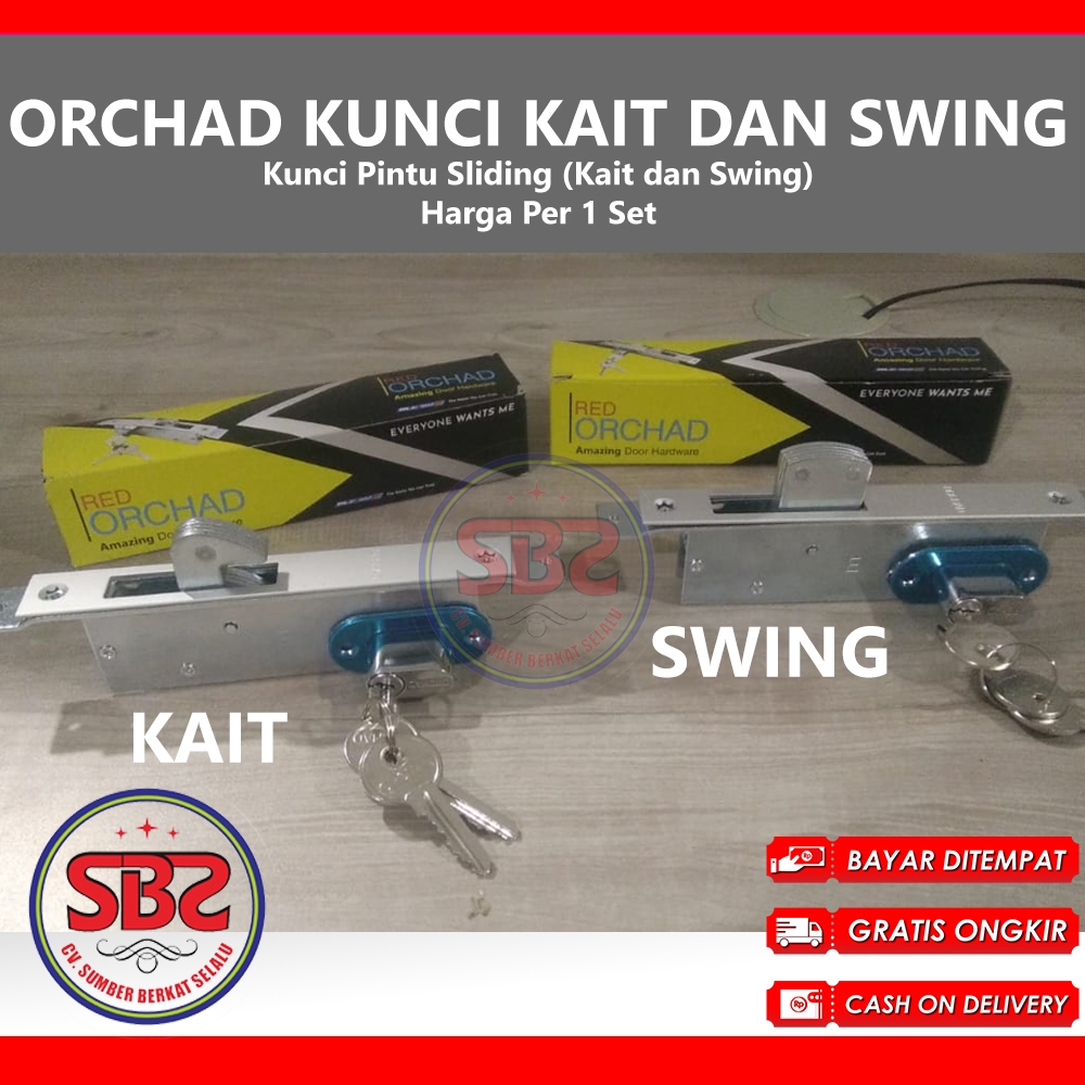 Jual RED ORCHAD - Kunci Pintu Alumunium Baja Besi Model 5123 Swing dan ...