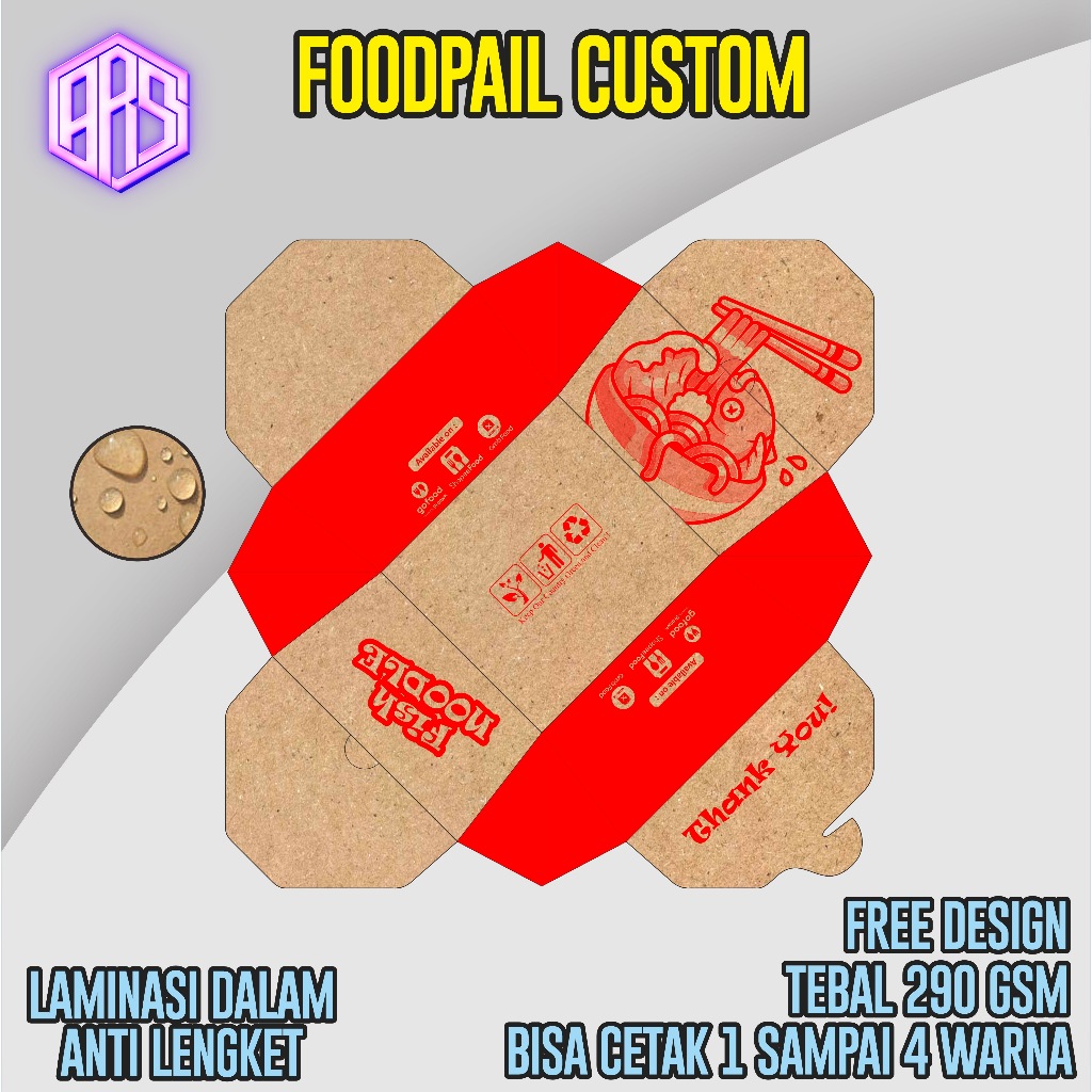 Jual Food Pail Custom Size M Cetak Print Logo Merek Box Makanan ...