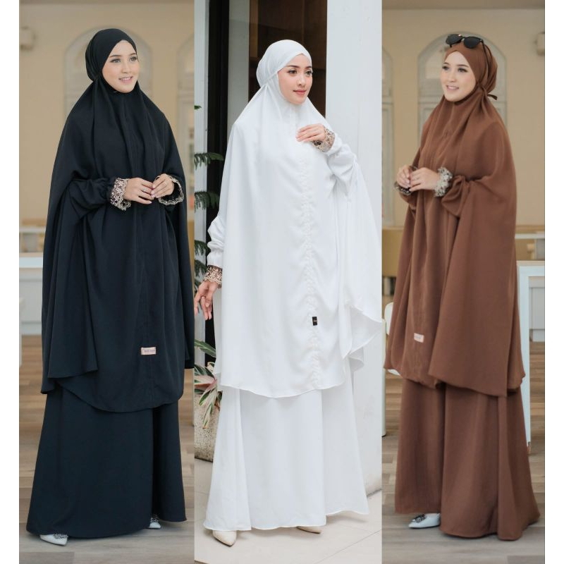 Jual Setelan Gamis Ihrom Wanita Haji dan Umroh Awna Store Gold Set ...